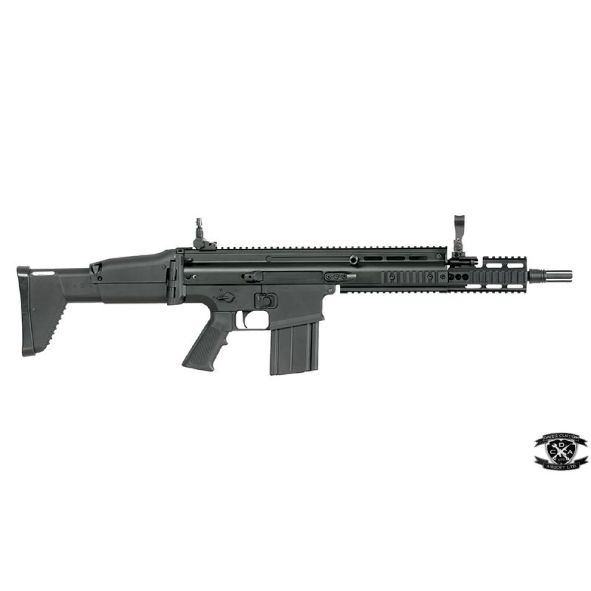 Double Bell SCAR-H AEG with 20mm Rail System (Black / Tan)